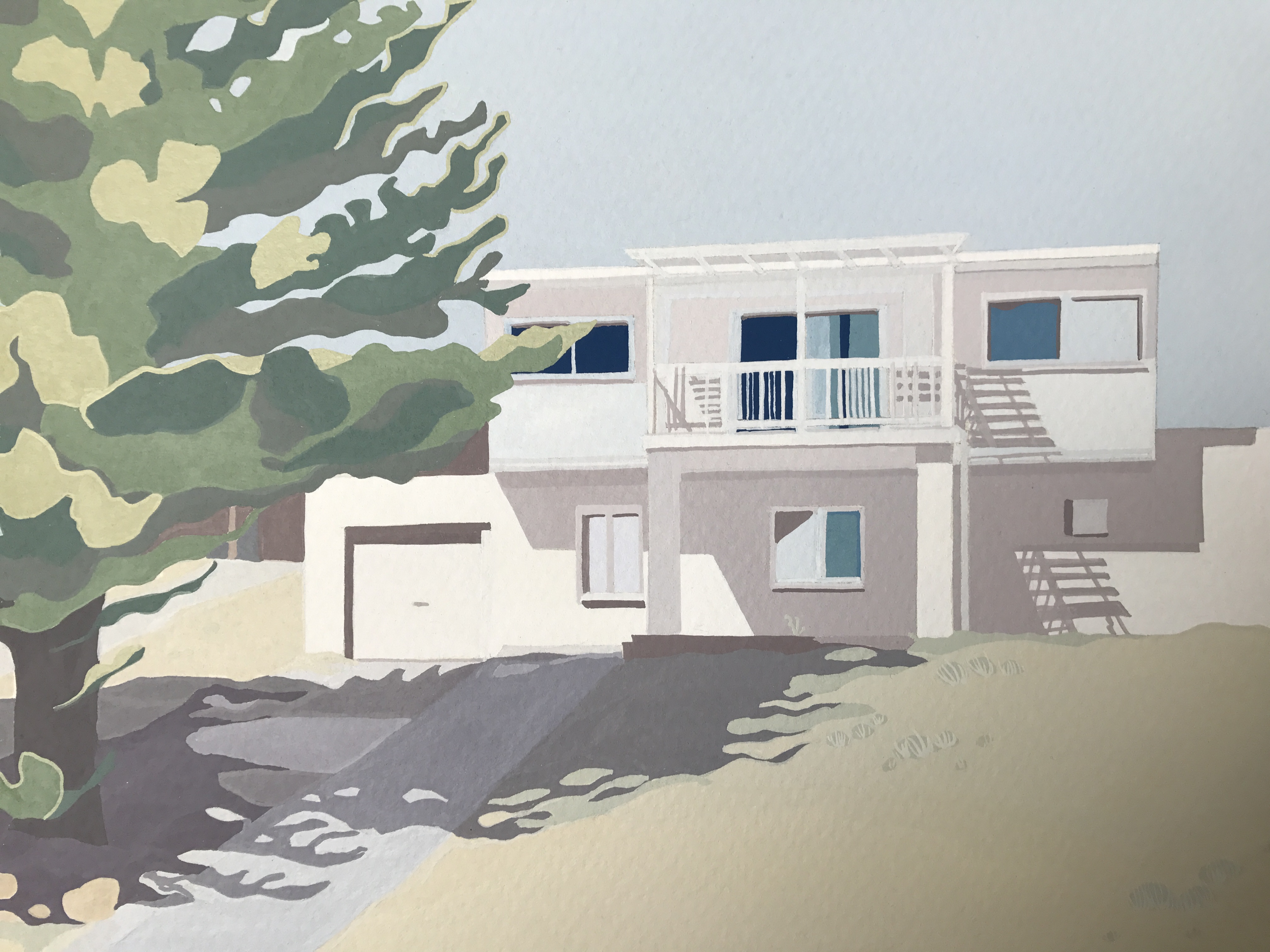 Beach Cottage, Quinns #4 27cm x 27cm gouache on Saunders Waterford ...